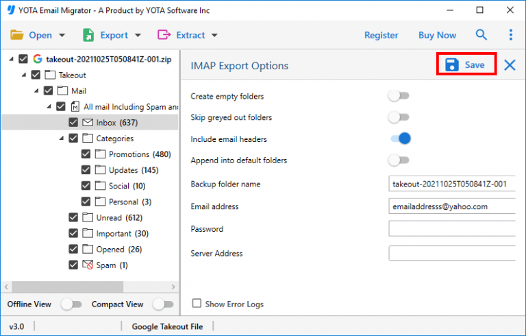 Upload Google Takeout Data to Yahoo Mail Directly